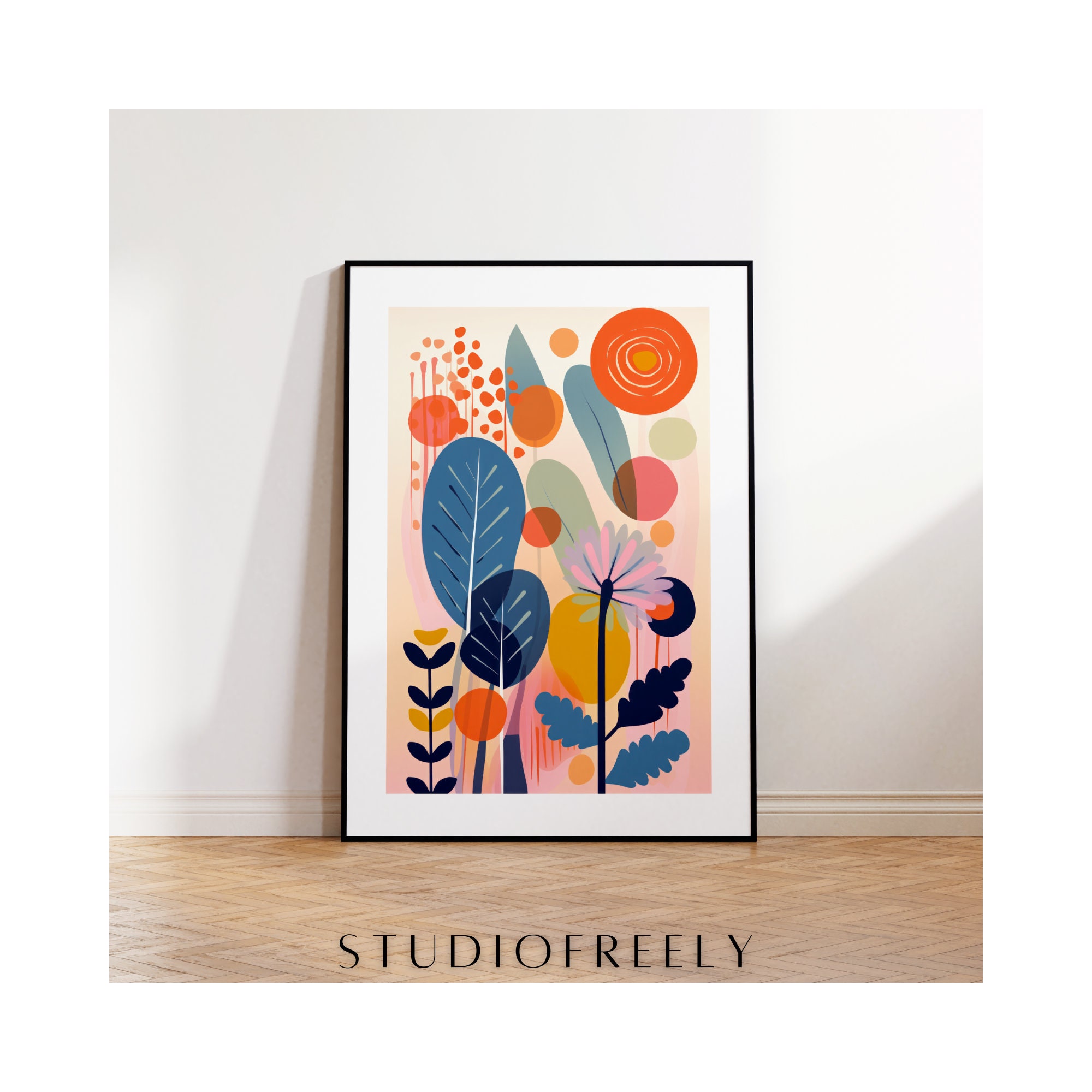 Retro Abstract Flower Instant Download Art Pop Art Bouquet Illustration ...