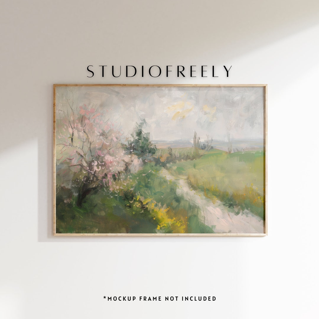 Impressionist Spring Landscape Art Print: Pastel Countryside Wall Decor ...