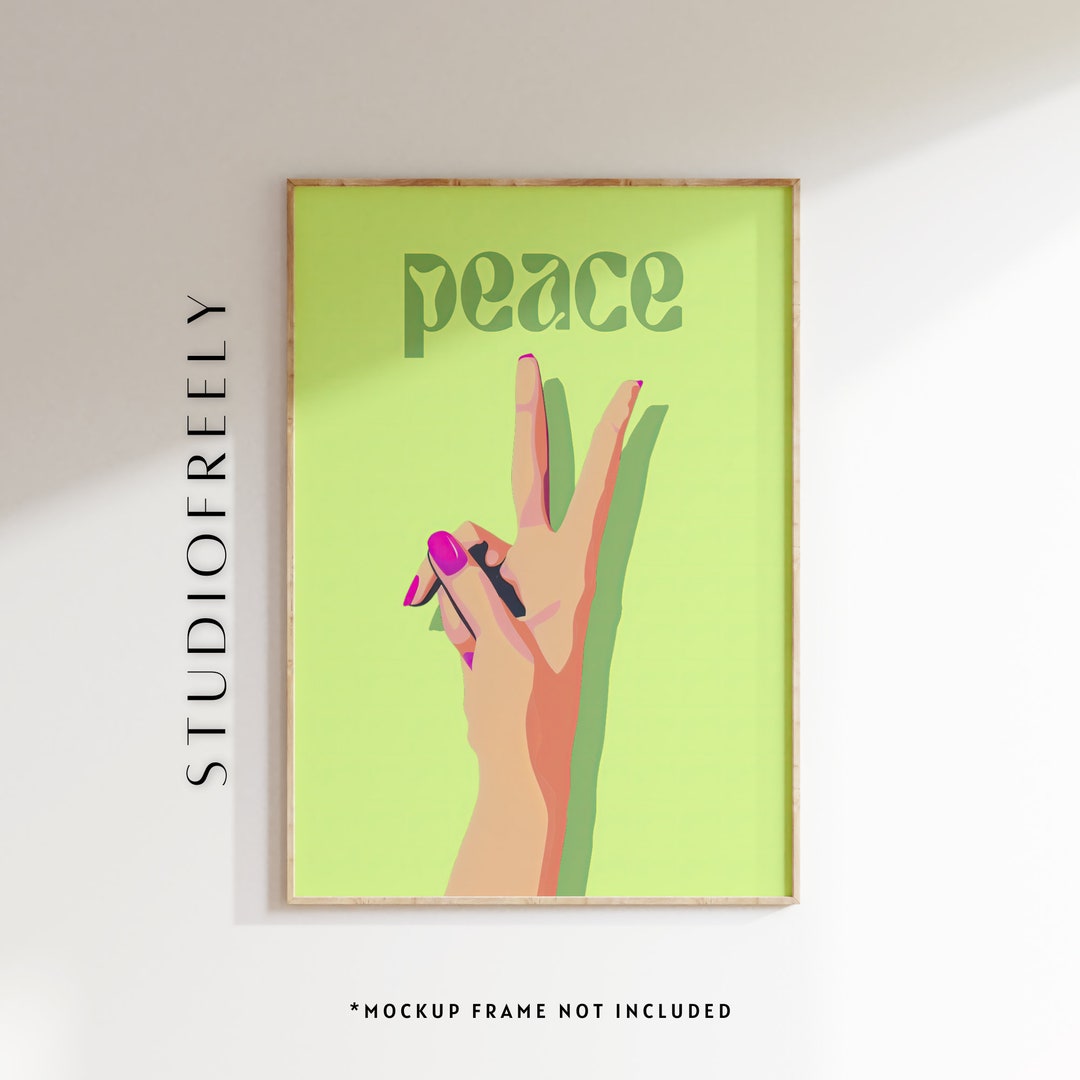 Soft Illustration of Peace Sign - Instant Download | Minimalist Hand ...