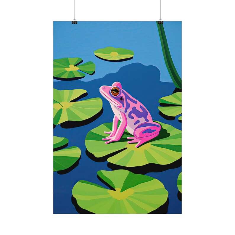 Henri Matisse-inspired Frog and Lily Pad Instant Download Neon Pink and ...