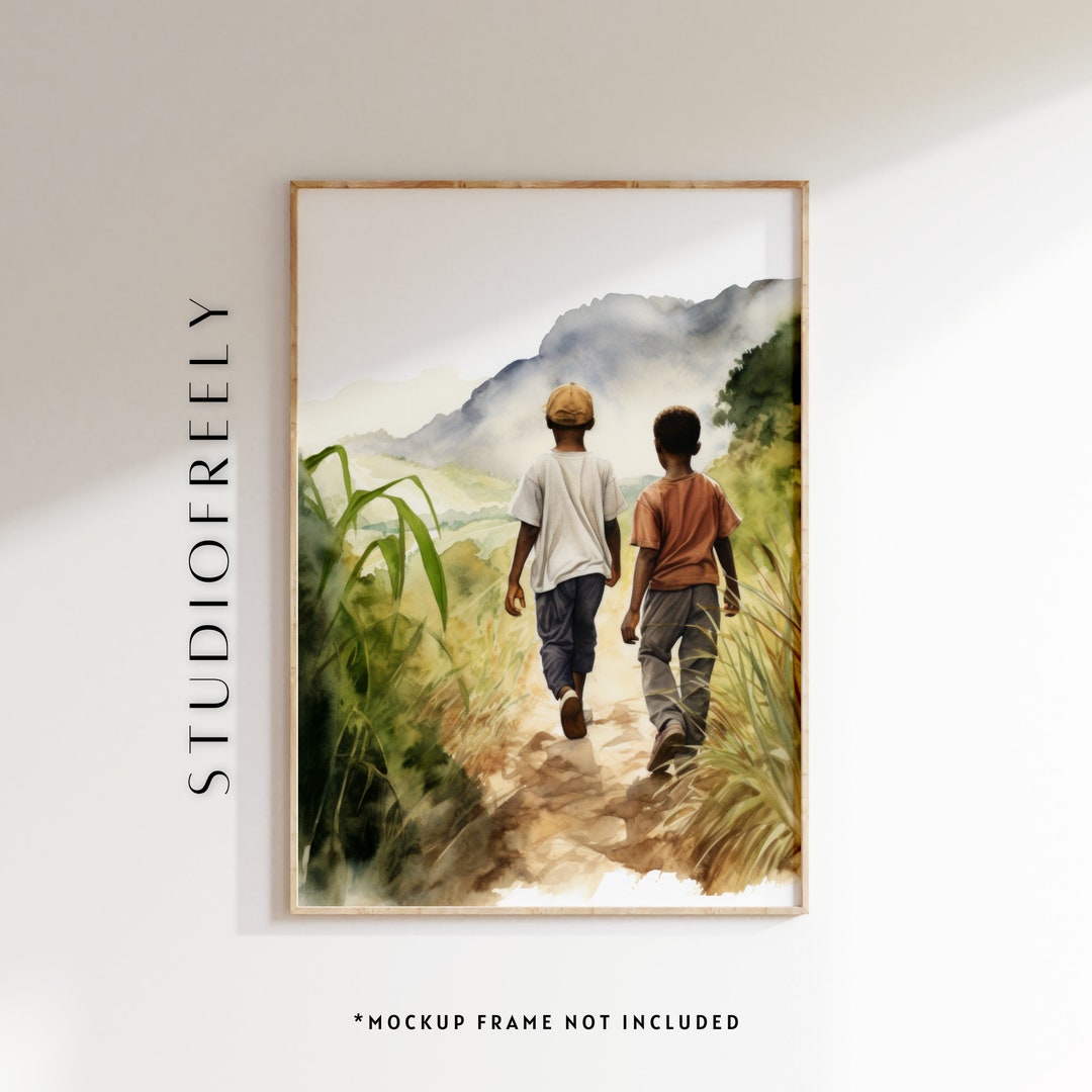 Watercolor Portrait Instant Download of Two Brothers Hiking - Brotherly ...