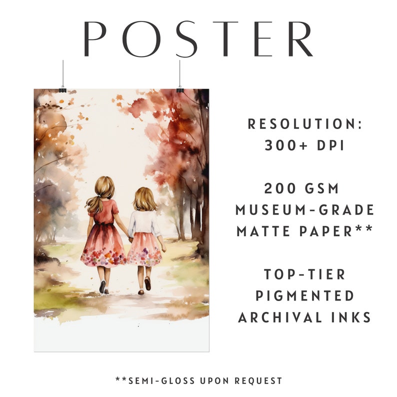 Sibling Watercolor Painting Family Decor, Matching Artwork for Sisters ...