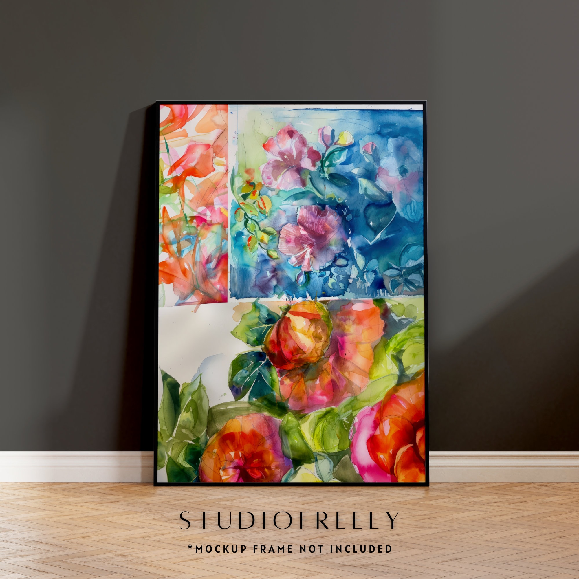 Bold Floral Watercolor Collage Instant Download - Rough Draft ...