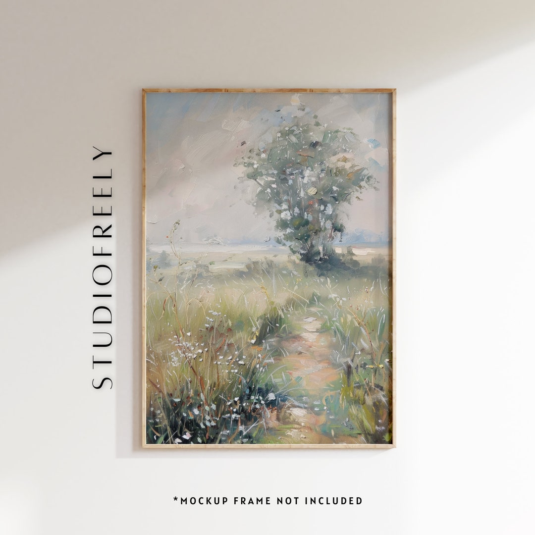 Impressionist Meadow Landscape Art Print: Serene Pastel Wall Decor - Etsy