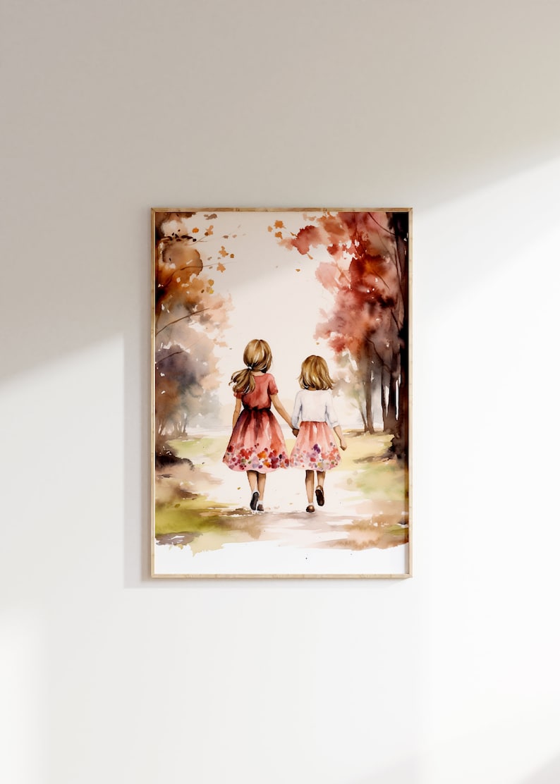 Sibling Watercolor Painting Family Decor Sisters Matching - Etsy