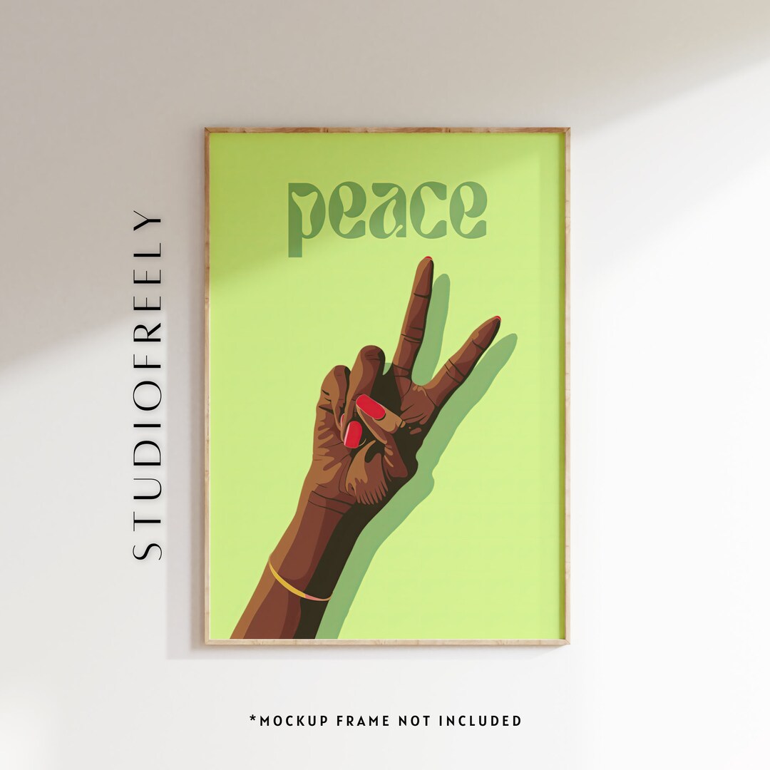 Soft Illustration of Peace Sign - Instant Download | Minimalist Black ...