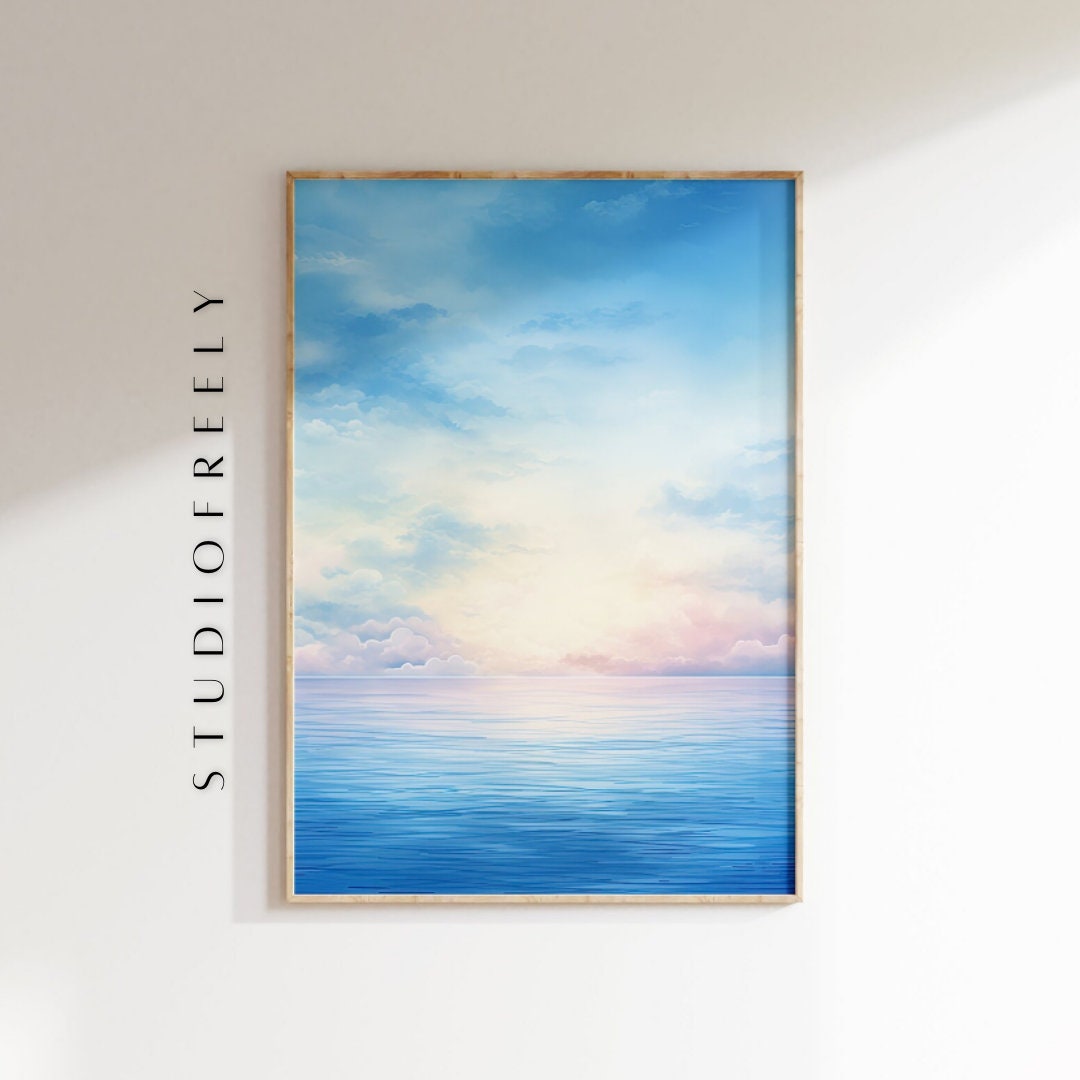 Ocean Surface Watercolor Instant Download Art - Sunset Seascape ...