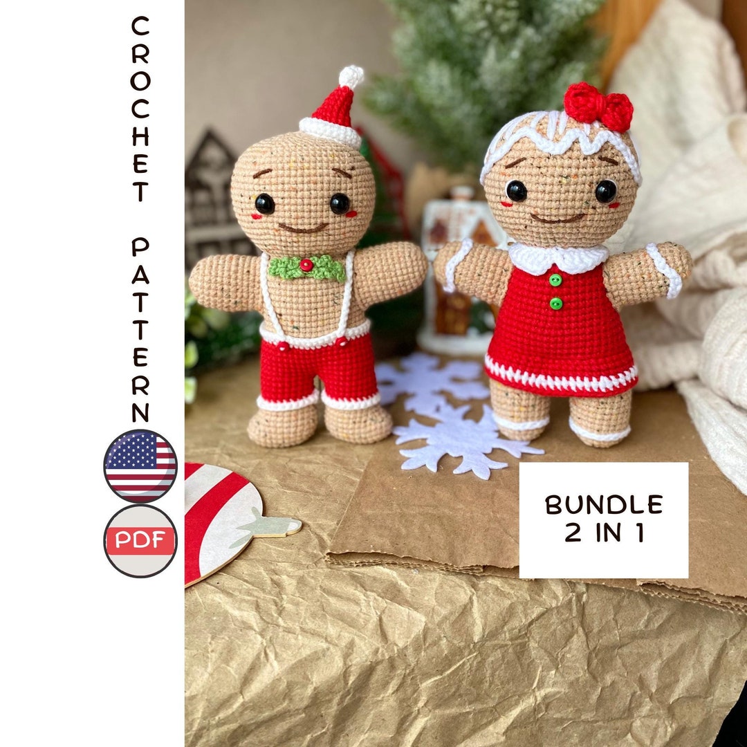 Bundle 2 in 1 Crochet Toys Pattern. Gingerbread Man and Gingerbread ...
