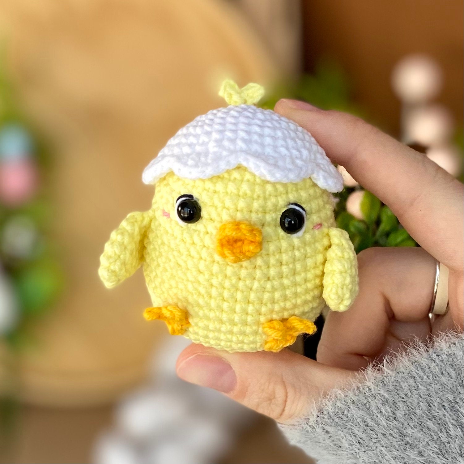 Chick Crochet Pattern: Amigurumi Bird, Chicken Keychain, Beginner ...