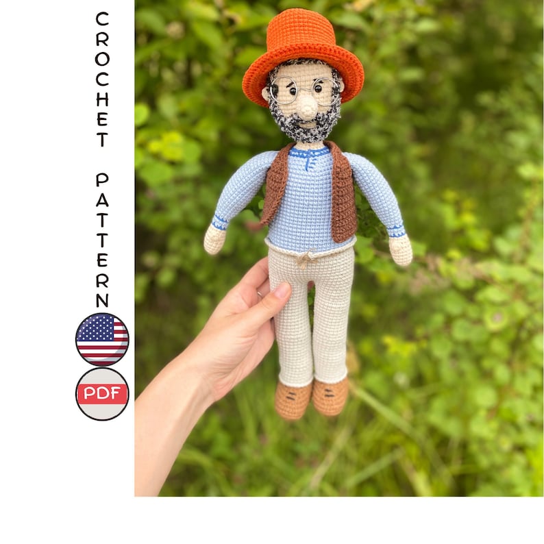 Old Man Doll Crochet Pattern. Amigurumi Grandfather Doll - Etsy
