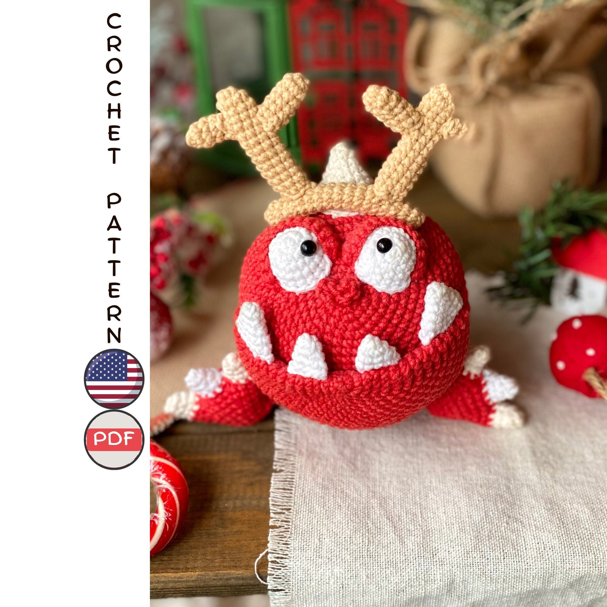 Christmas Crochet Monster Pattern Amigurumi Squig. 3 Design Options ...