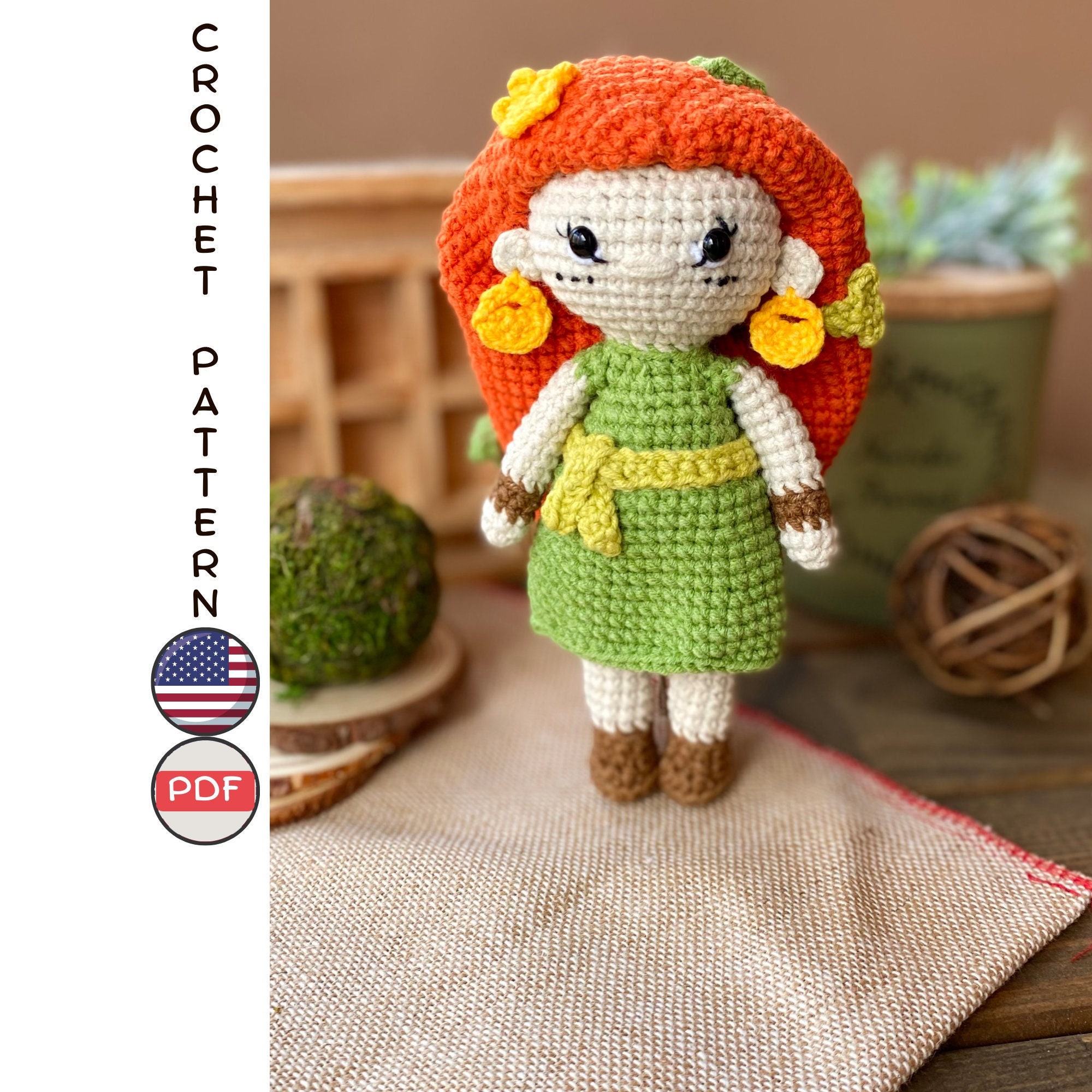 Mebh Doll Crochet Pattern: Amigurumi Forest Fairy Wolfwalker (PDF ...