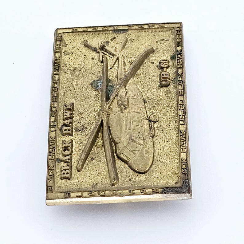 Vintage Black Hawk UH-60 Helicopter Brass Belt Buckle - Etsy