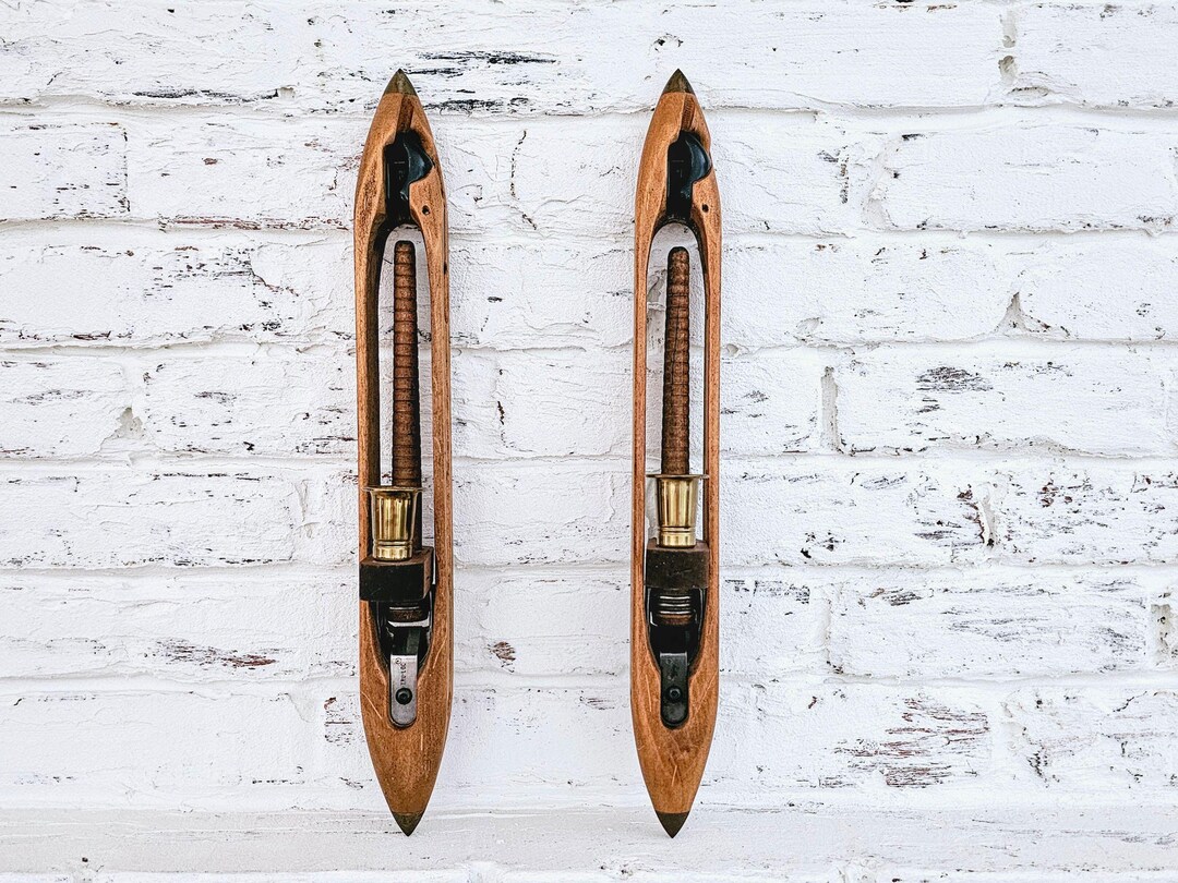 Vintage Draper Wooden Tru Flight Weaving Boat Shuttles Pair With ...