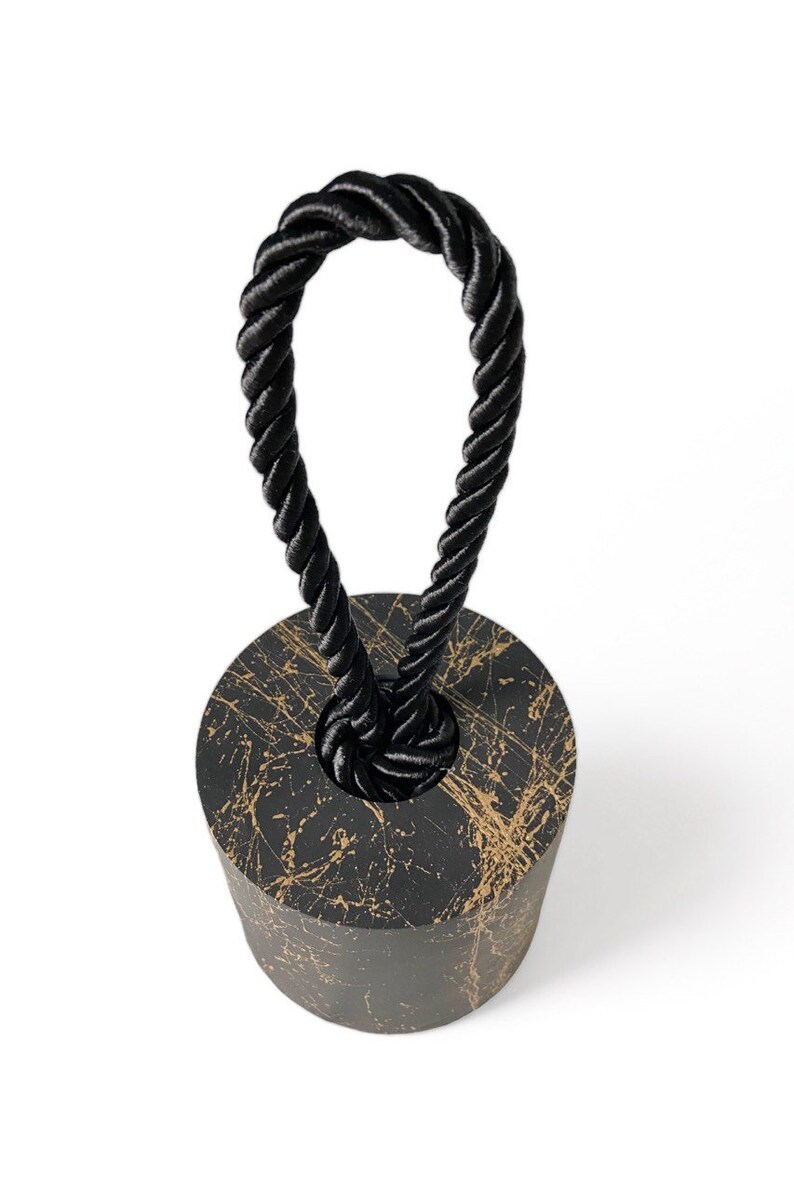 Concrete Door Stopper With Rope Gold Effect I Black Gold Door Stopper ...