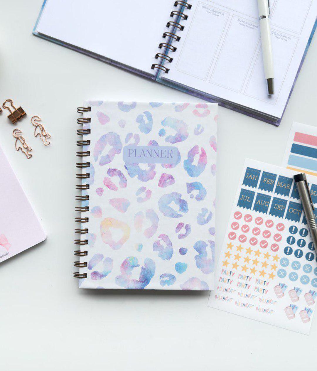 Pink & Purple Leopard Print Weekly Planner | Undated A5 Agenda With ...