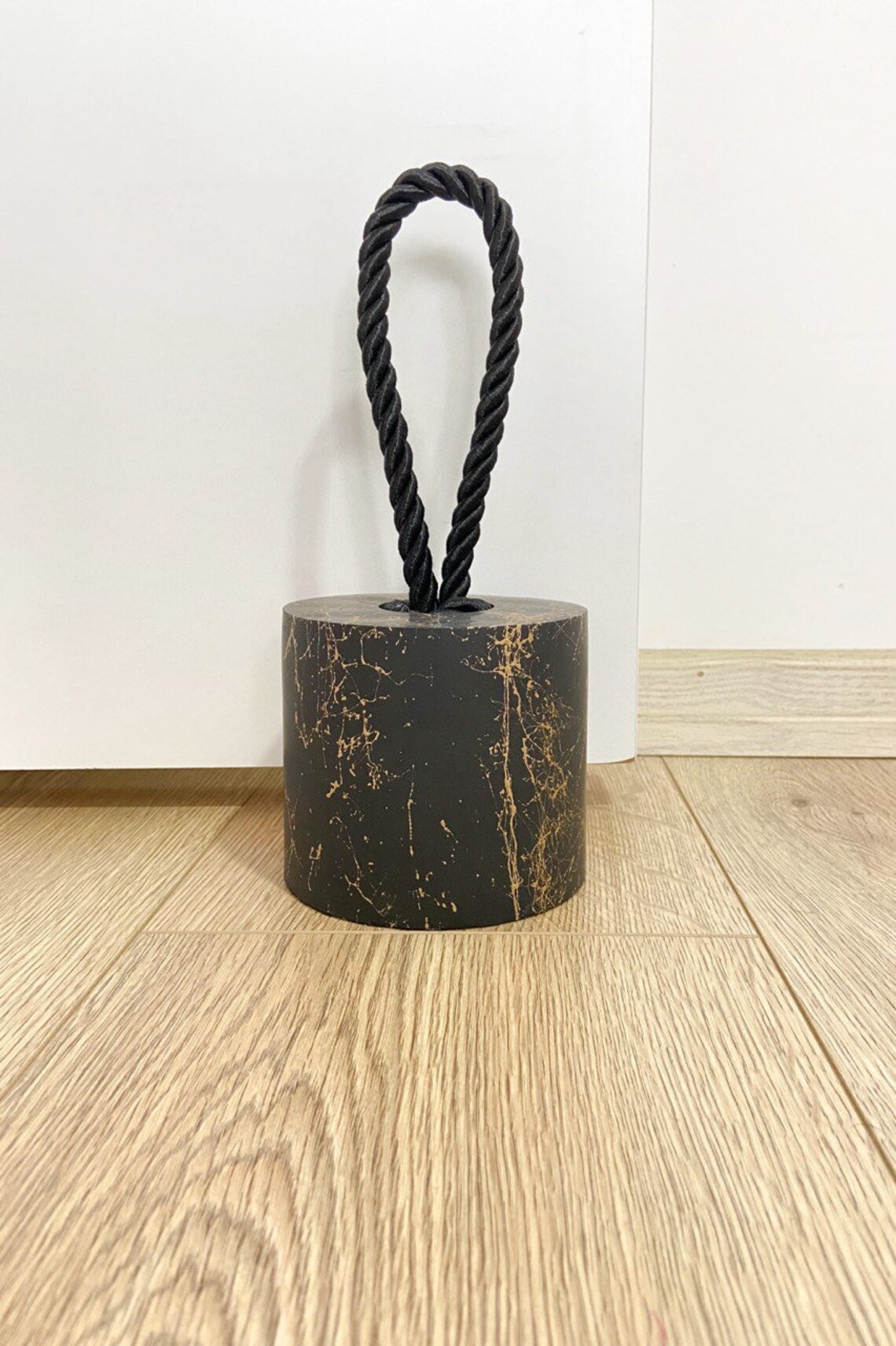 Concrete Door Stopper With Rope Gold Effect I Black Gold Door - Etsy