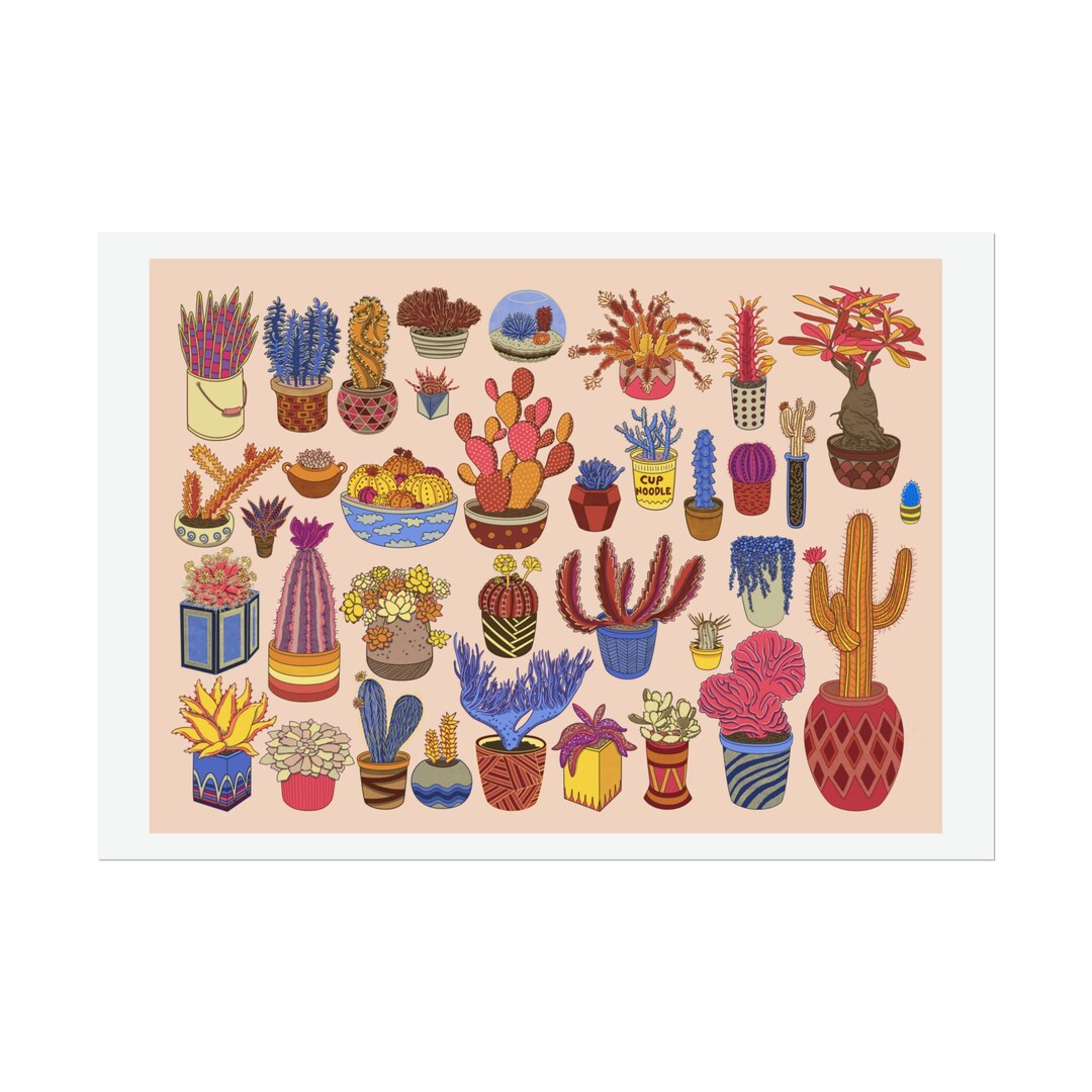 Fine Art Print Cacti and Succulent Bash Vaporwave Aesthetic Hues With ...