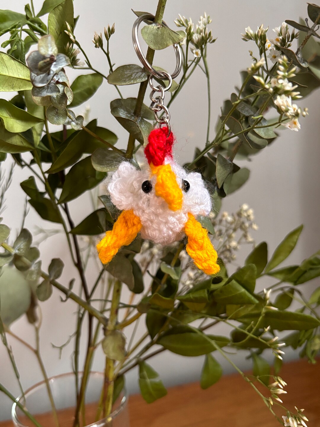 Chicken Crochet Keychain - Etsy