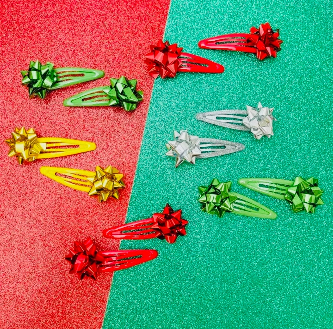 Christmas Bow Hair Barettes - Etsy