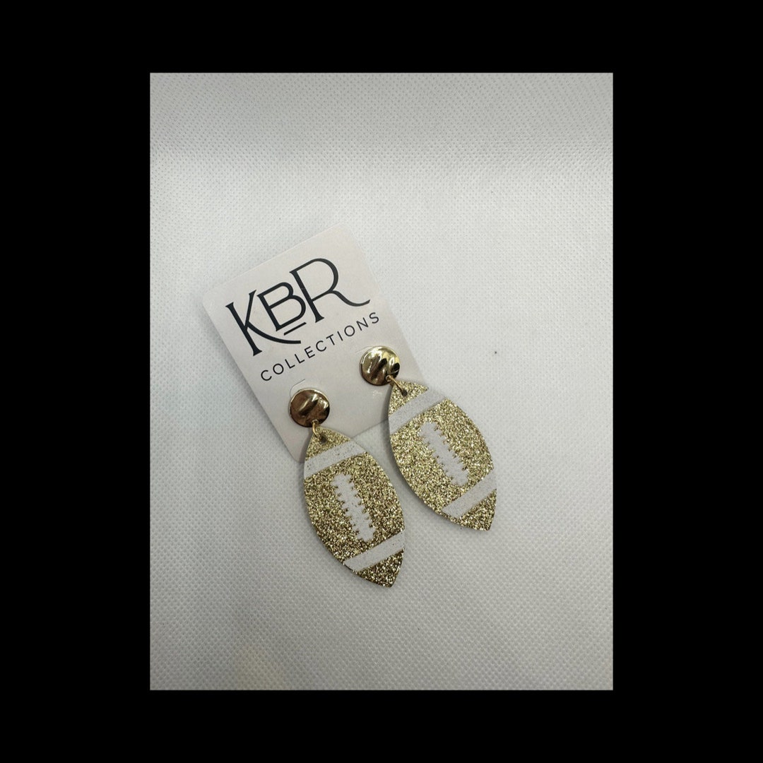 Gold Football Earrings. - Etsy