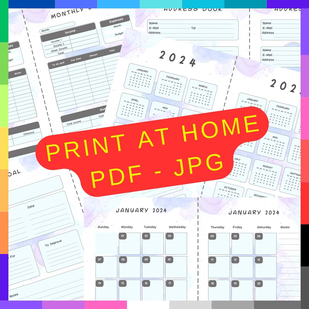 2024 Diary to Print 12 Month 1 Year 365 Day Calendar Monthly Calendar ...