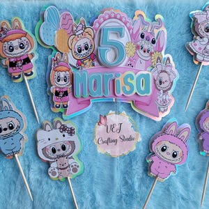 Cake Topper of Labub and Cupcakes Toppers - Etsy