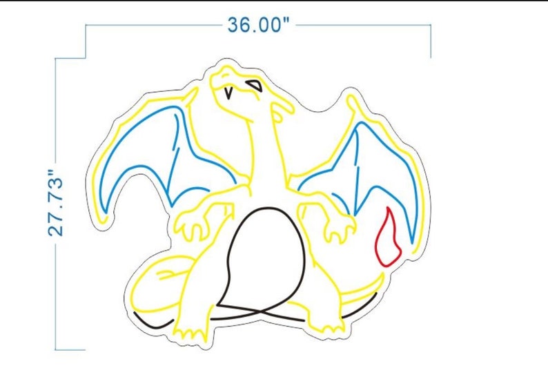 Pokemon Charizard Anime LED, Neon Light, Cute Neon Sign, Indoor Wall ...