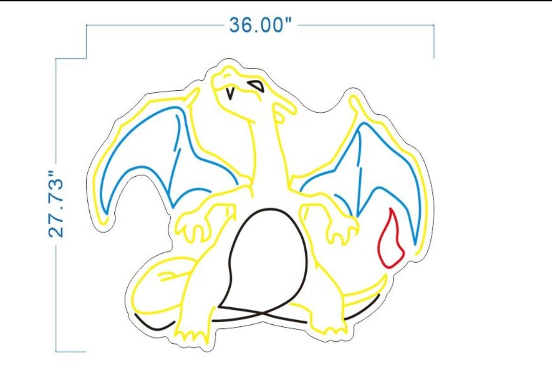 Pokemon Charizard Anime LED, Neon Light, Cute Neon Sign, Indoor Wall ...