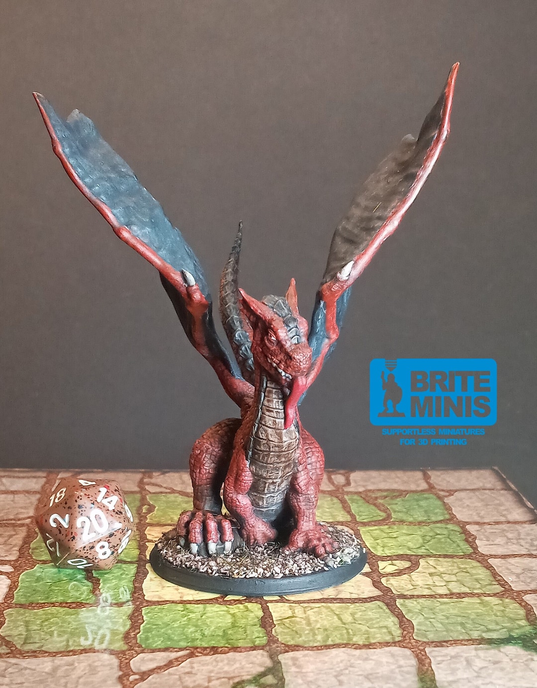 Hand Painted Young Red Dragon Wyrmling Miniature for Dungeons and ...