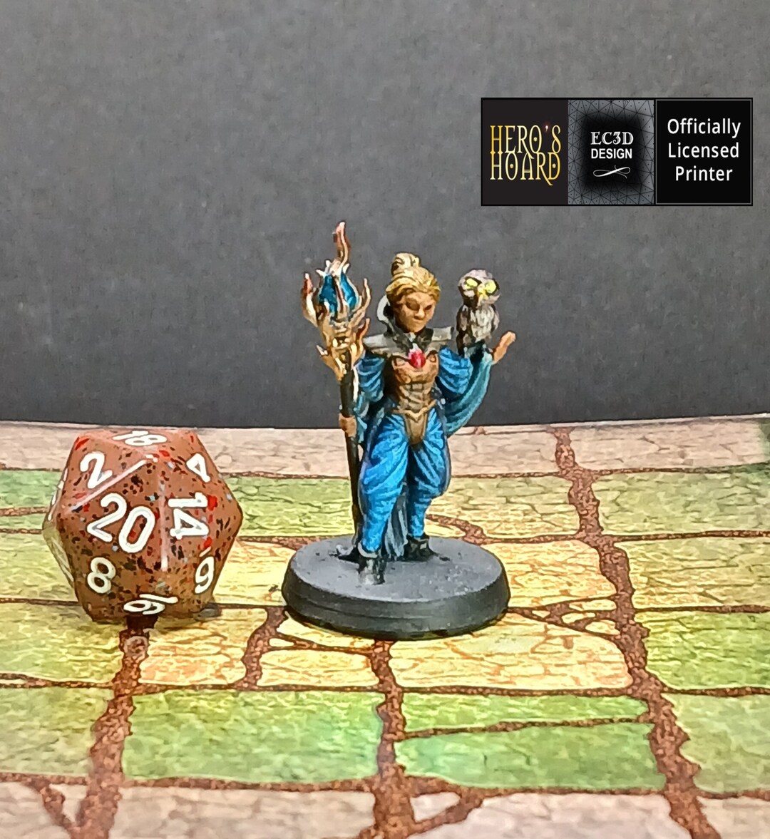Hand Painted Female Mage Wizard Sorcerer With Familiar Miniature for ...