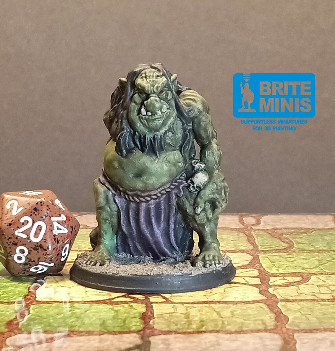Hand Painted Troll Ogre Rock Throwing Miniature for Dungeons and ...