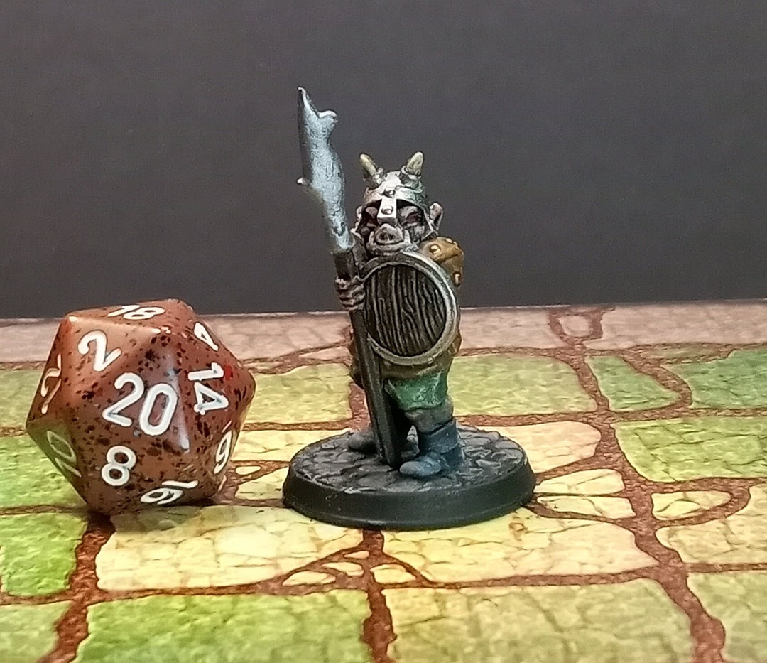 Hand Painted Pig Faced Old School Orc Warrior Pole Arm OSR 1st Edition ...