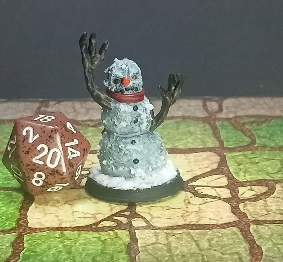 Hand Painted Snow Golem Snowman Animated Creation Miniature for ...