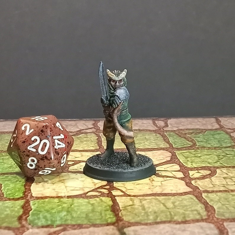 Hand Painted Tiefling Warrior Fighter Rogue Miniature for Dungeons and ...