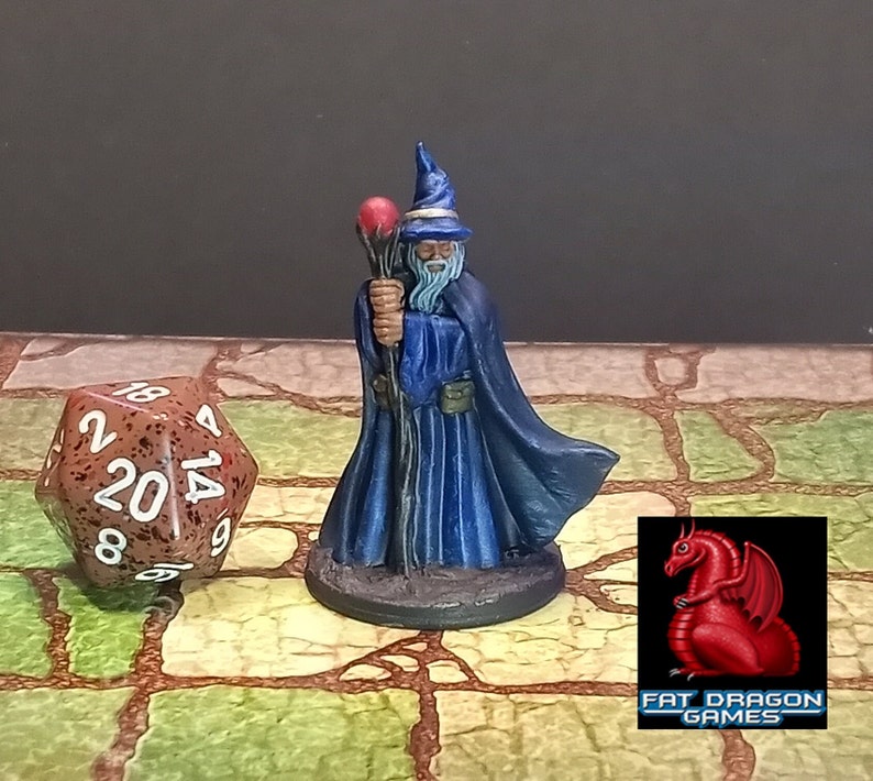 Hand Painted Mage Wizard Sorcerer Merlin Gandalf OSR Miniature for ...