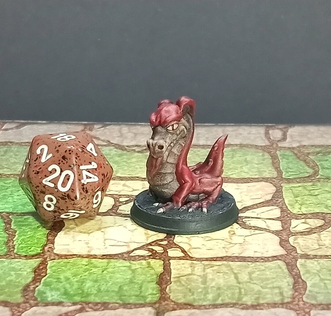Hand Painted Baby Red Dragon Hatchling Wyrmling Miniature for Dungeons ...