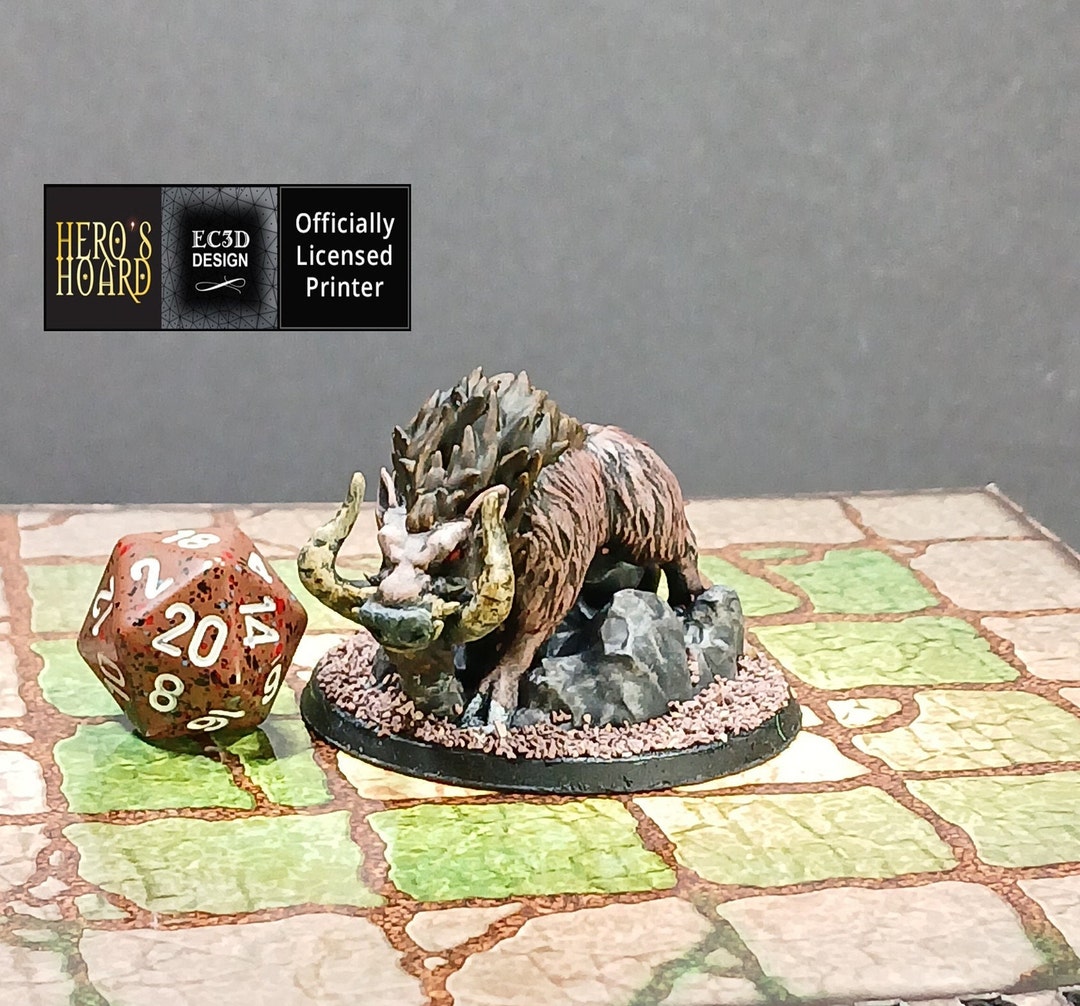 Hand Painted Giant Boar Dire Boar Wild Pig Miniature for Dungeons and ...