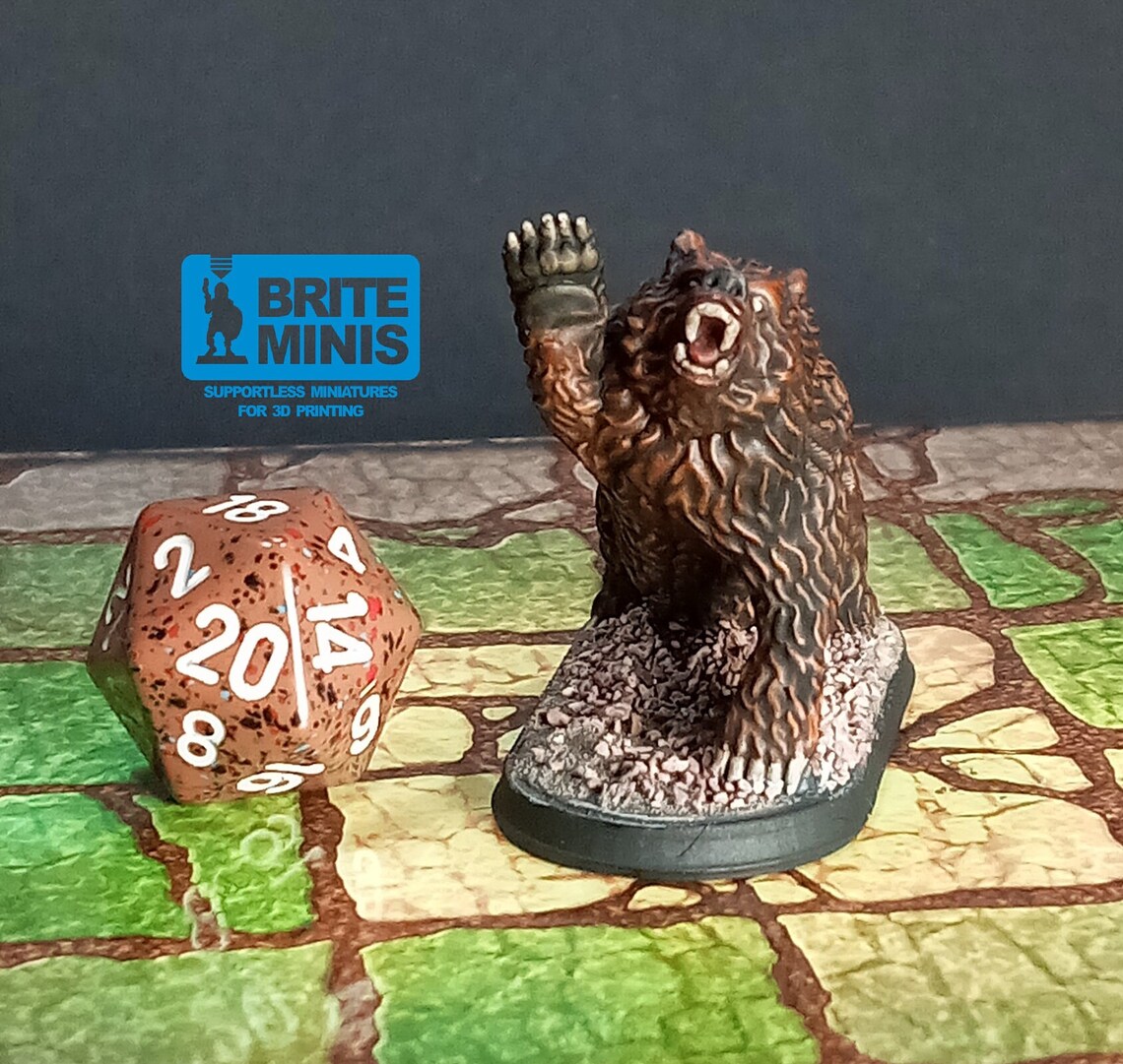 Hand Painted Grizzly Bear Dire Bear Miniature for Dungeons and Dragons ...