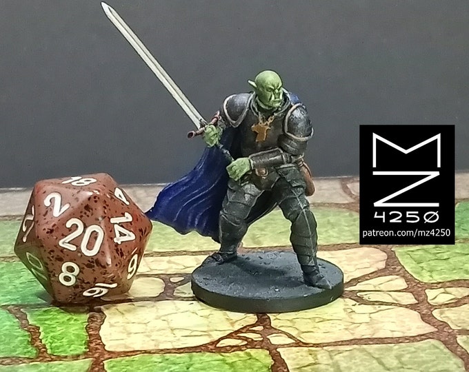 Hand Painted Half Orc Paladin, Fighter, Warrior Miniature for Dungeons ...