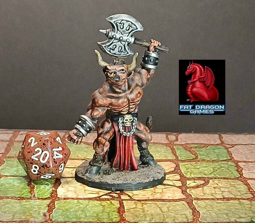 Hand Painted Minotaur With Axe Bull Man Maze Monster for Dungeons and ...