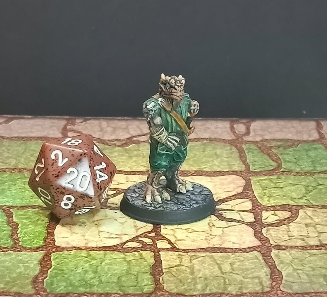 Hand Painted Dragonborn Mage Sorcerer Wizard Miniature for Dungeons and ...