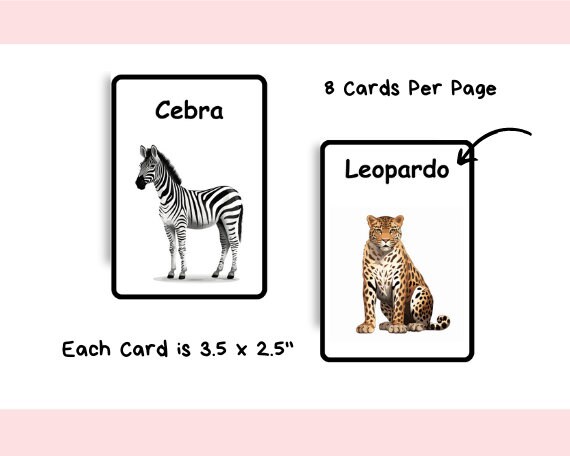Jungle Animals Flashcards Spanish Montessori Learning Activity ...