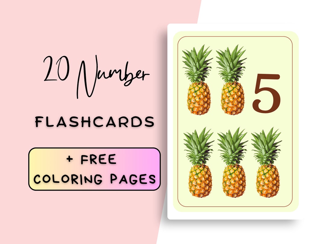 0-20 Number Flashcards for Kids Printable Instant Download Fruit ...