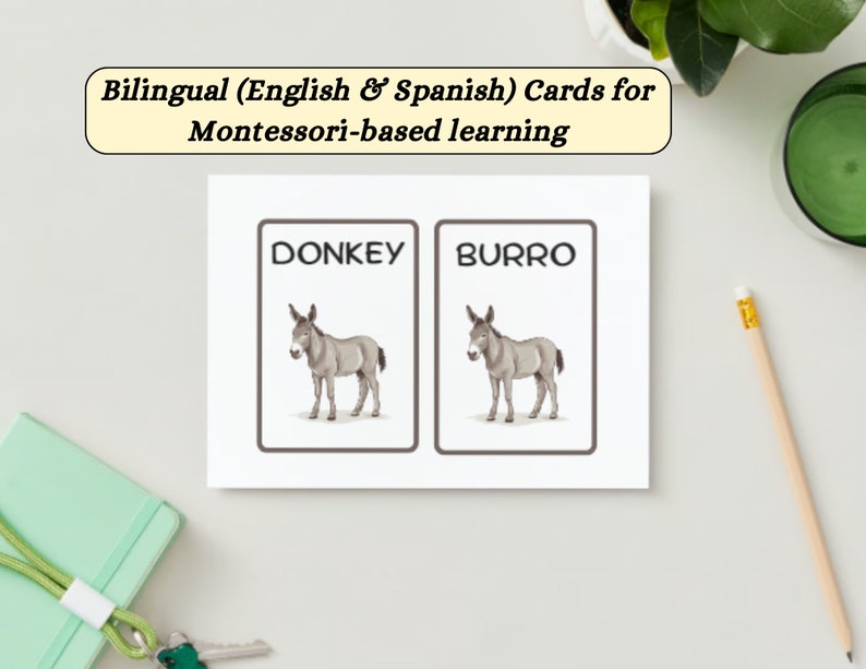 48 English and Spanish Farm Animals Flashcards Bilingual Preschool ...