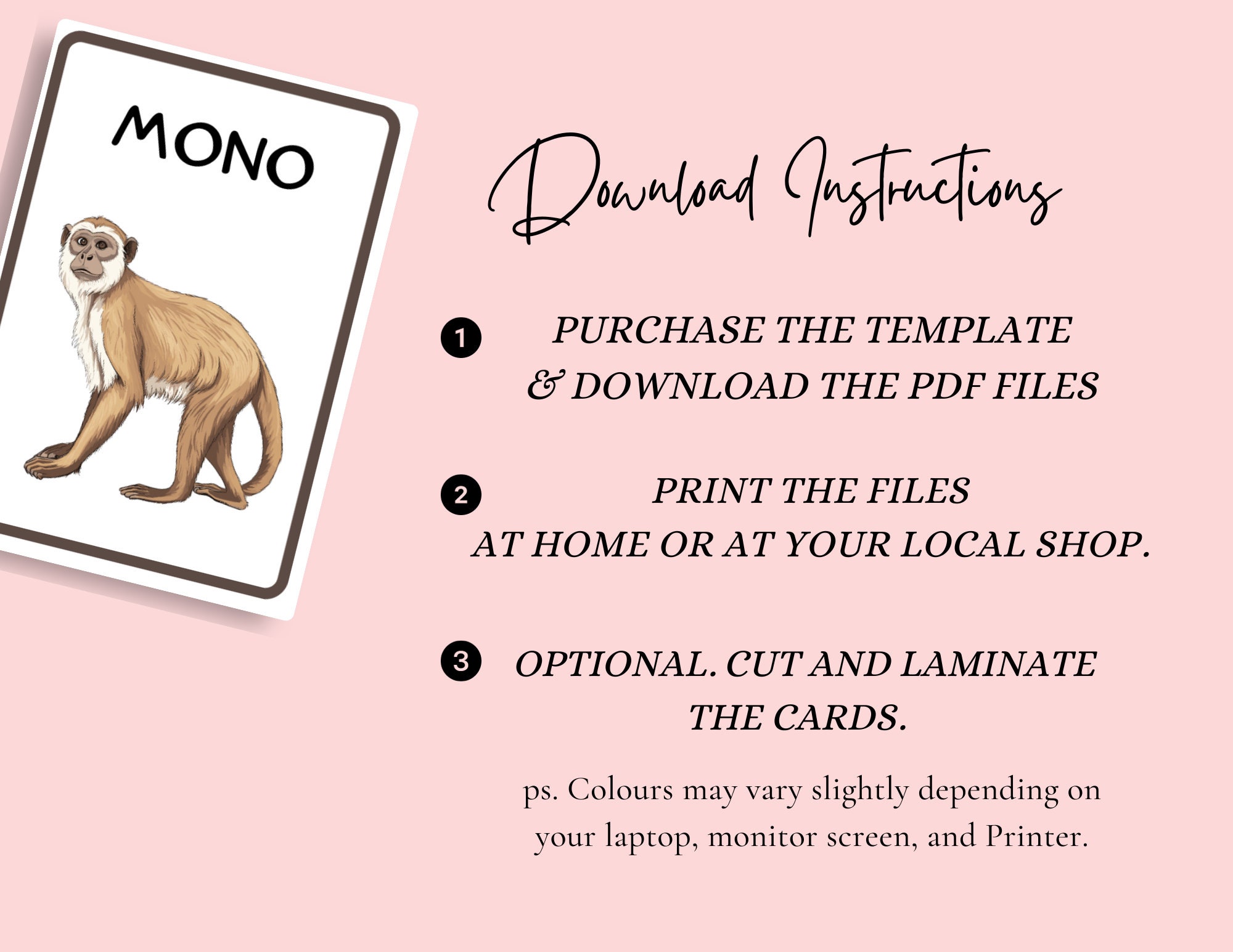 Jungle Animals Flashcards Spanish Montessori Learning Activity ...