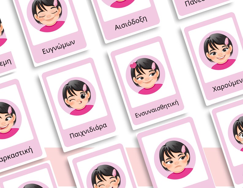 Greek Emotions Flashcards for Kids Printable Bilingual Montessori ...