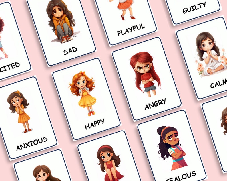 Emotions Flashcards for Kids Printable Calming Corner Cards Montessori ...