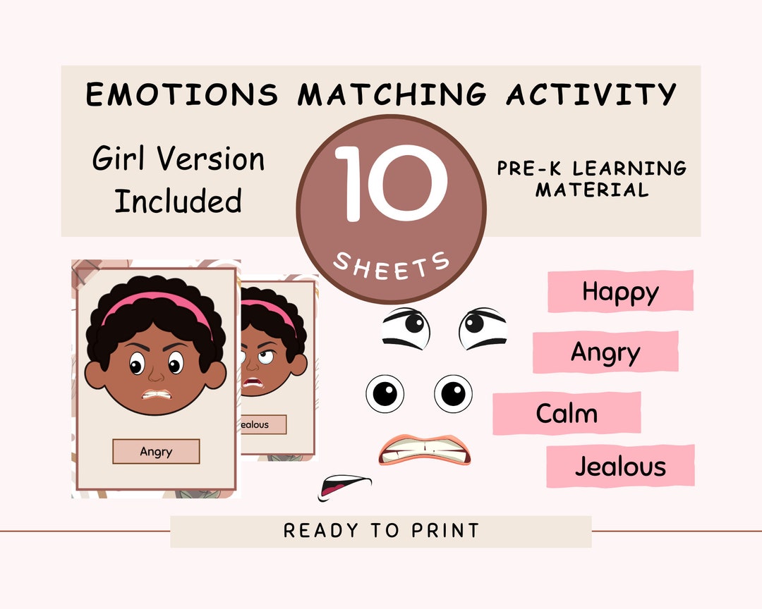 Emotions Activity Girl Version Feelings Tracing Chart Pre-k Learning ...