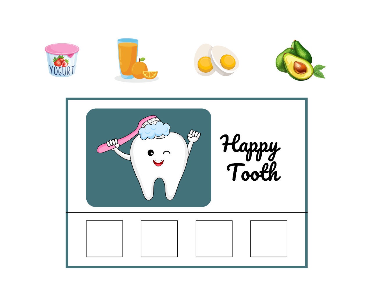 Happy Sad Tooth Matching Activity Dental Hygiene Practice Pre-k ...